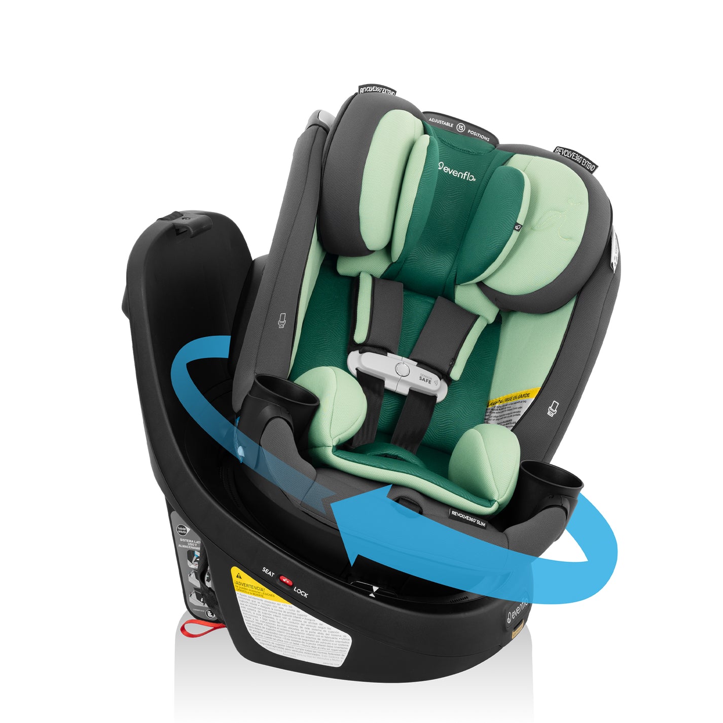 Revolve360 Slim 2-in-1 Rotating Car Seat with Green & Gentle Fabric ...