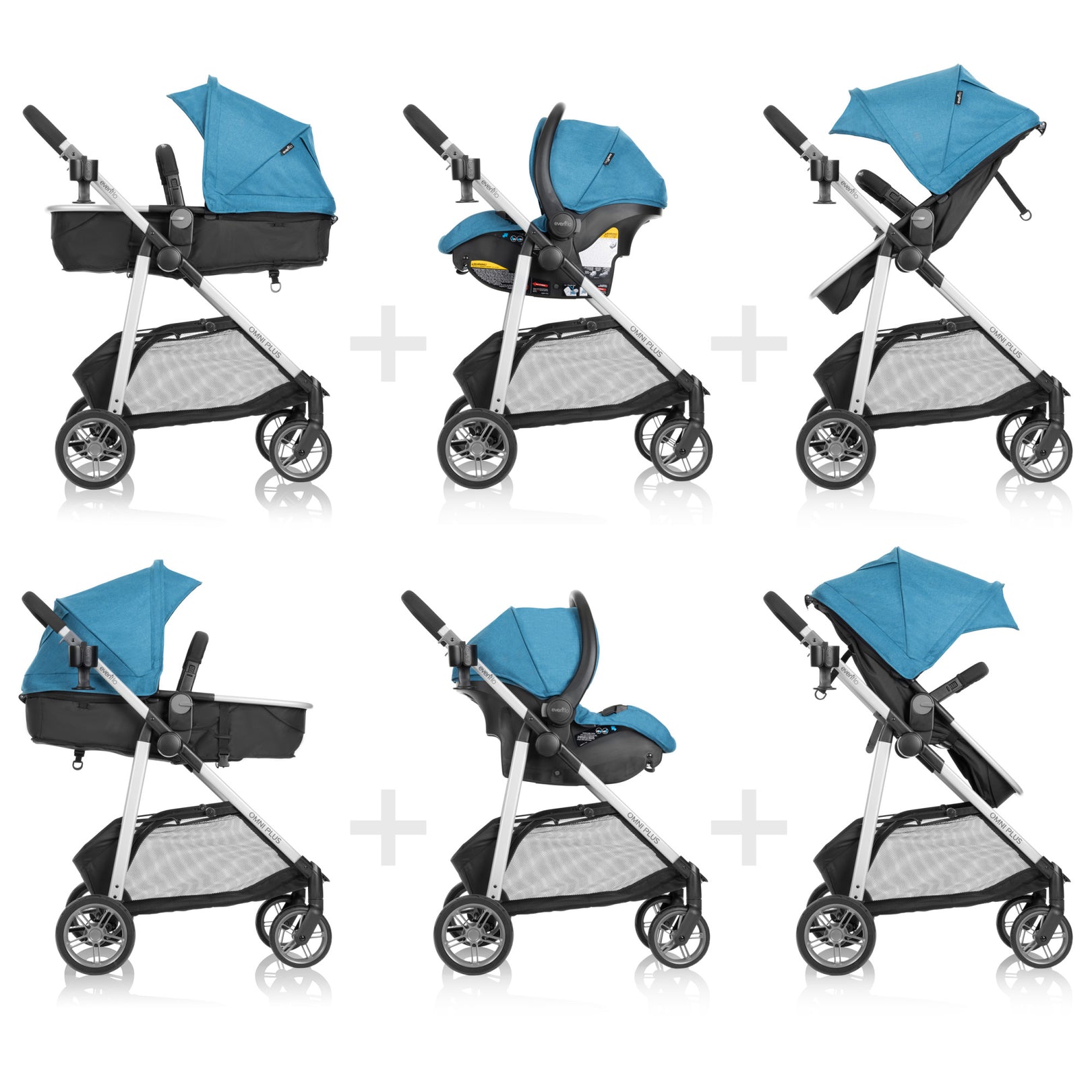 Evenflo Omni Plus Modular Travel System with LiteMax Sport Rear-Facing ...